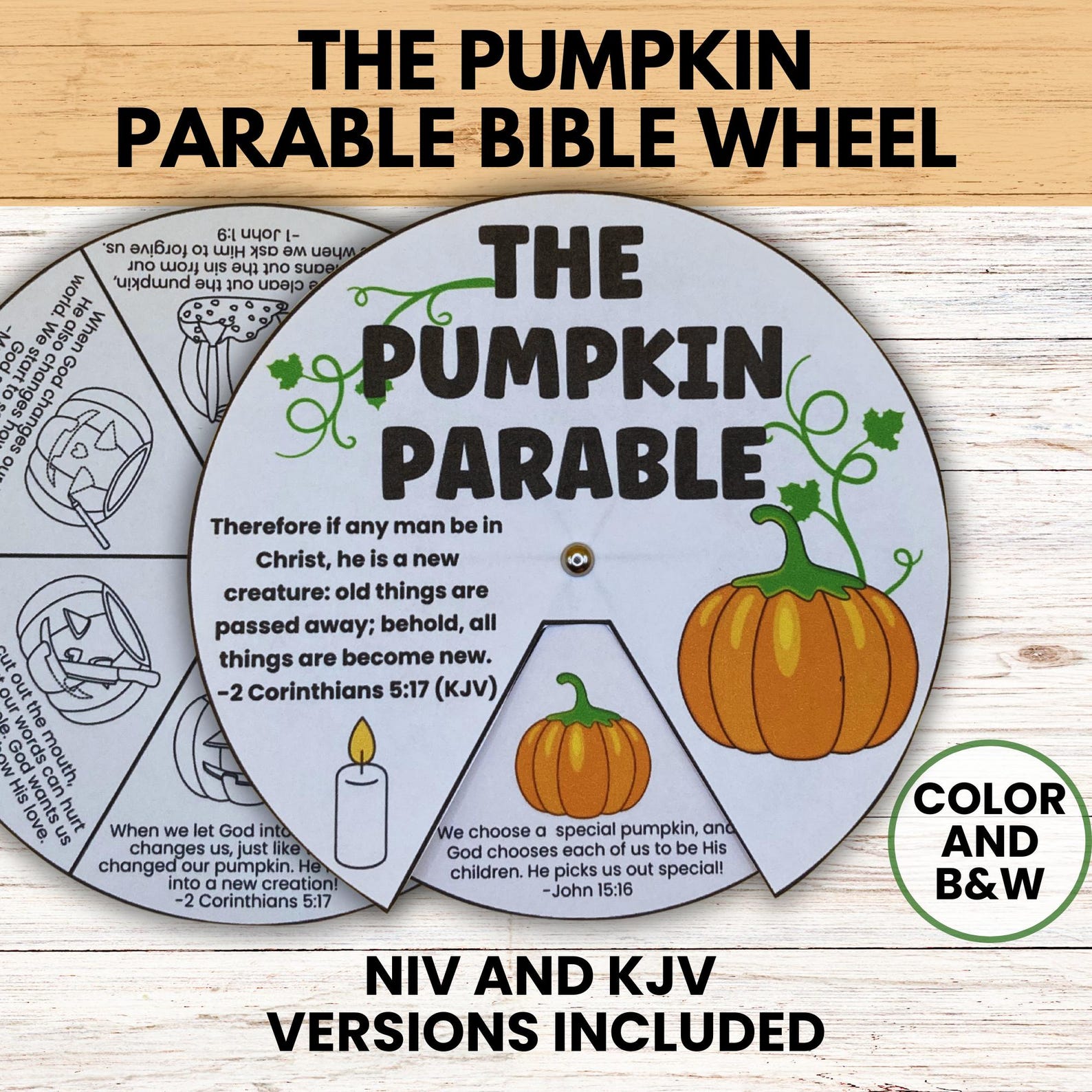 Christian Halloween Pumpkin Parable Bible Wheel Craft, Sunday School ...