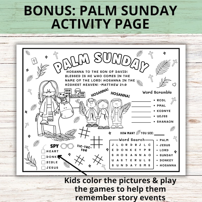 Palm Sunday Bible Lesson and Activity, Triumphal Entry Printable Bible ...