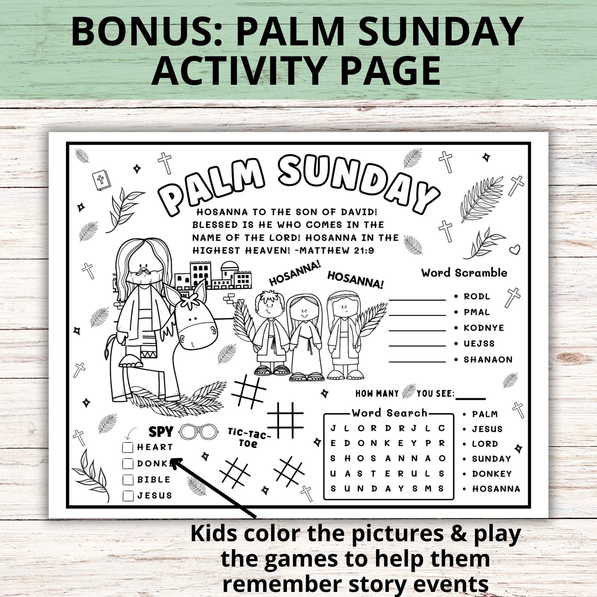Palm Sunday Bible Lesson and Activity, Triumphal Entry Printable Bible ...