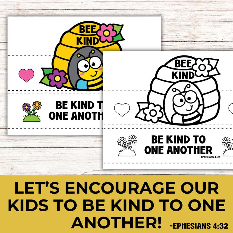 Bee Kind Bible Crown Craft Activity Printable, Ephesians 4:32 Kindness ...