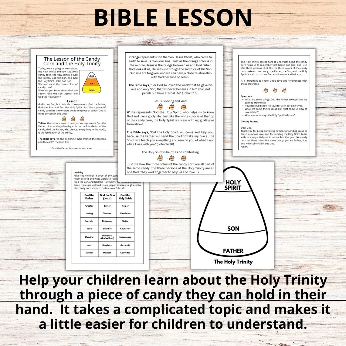Holy Trinity Bible Lesson for Kids, Candy Corn Printable Sunday School ...