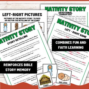 Nativity Story Left Right Game Bible Activity, Christmas Sunday School ...