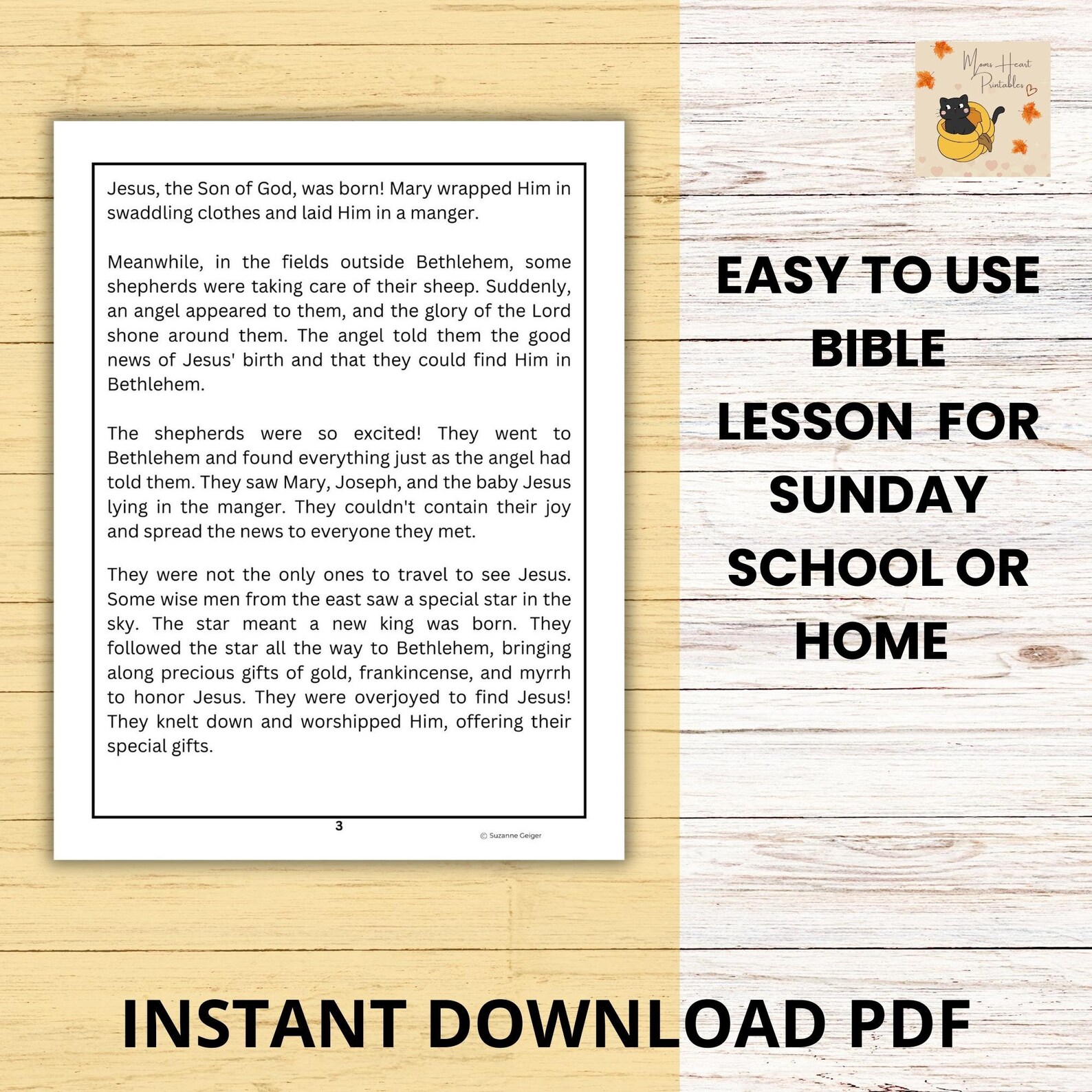 Nativity Story Bible Lesson and Coloring Christmas Craft Activity ...