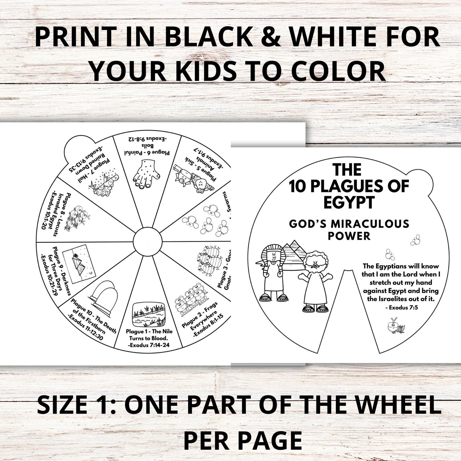 Ten Plagues of Egypt Bible Wheel Coloring Craft, Sunday School Lesson ...