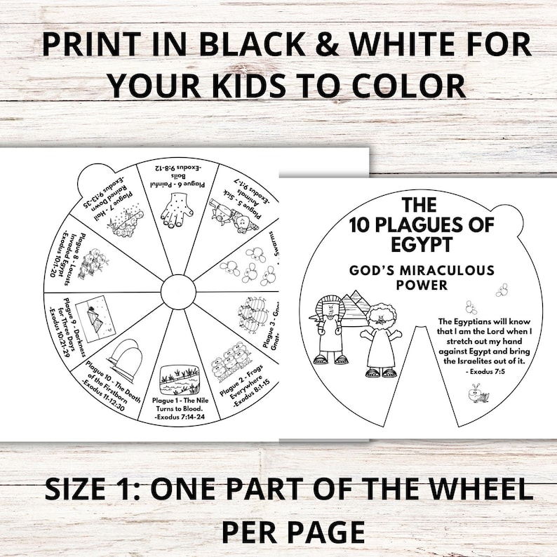 Ten Plagues of Egypt Bible Wheel Coloring Craft, Sunday School Lesson ...