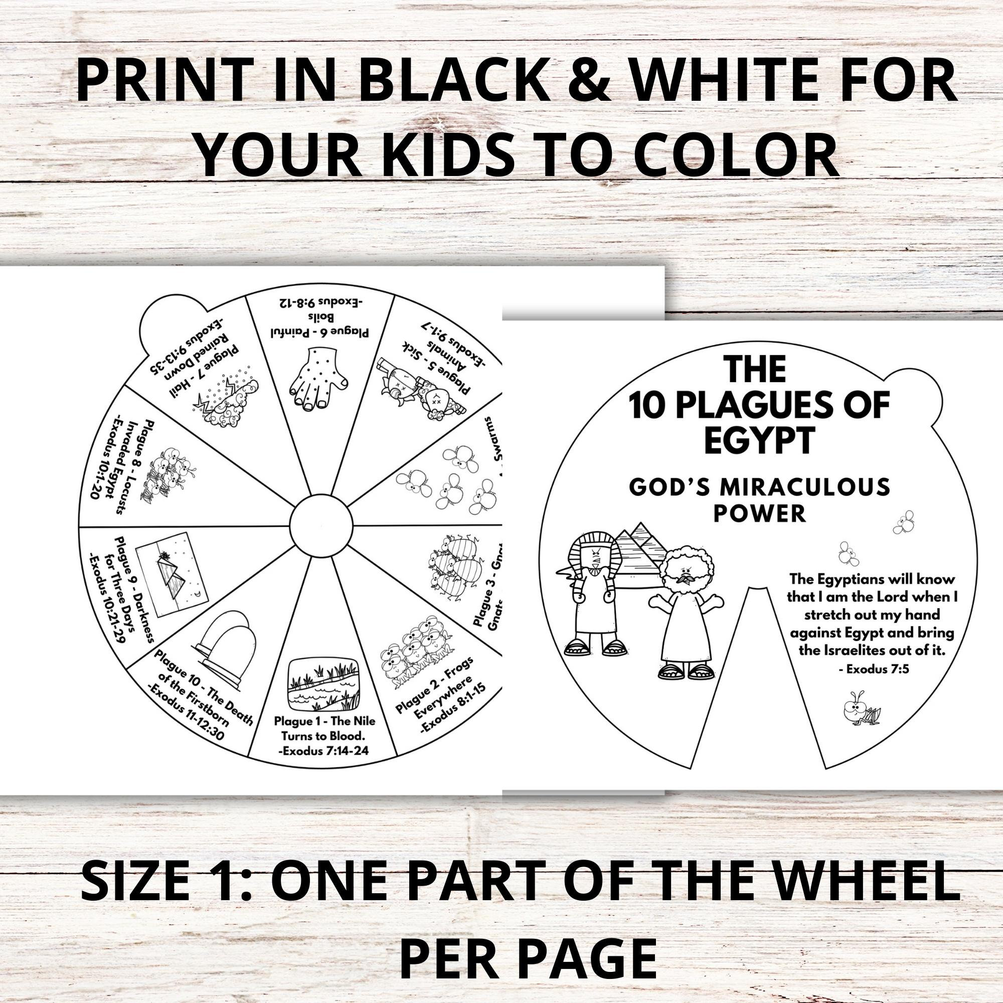 Ten Plagues of Egypt Bible Wheel Coloring Craft, Sunday School Lesson ...