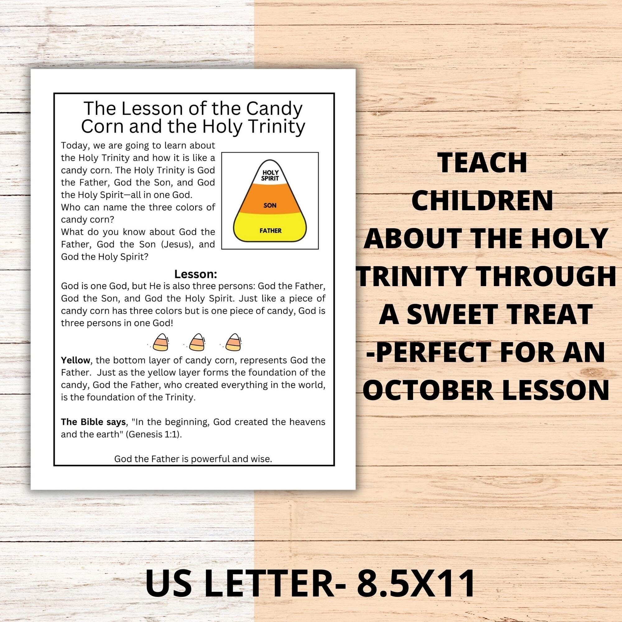 Holy Trinity Bible Lesson for Kids, Candy Corn Printable Sunday School ...