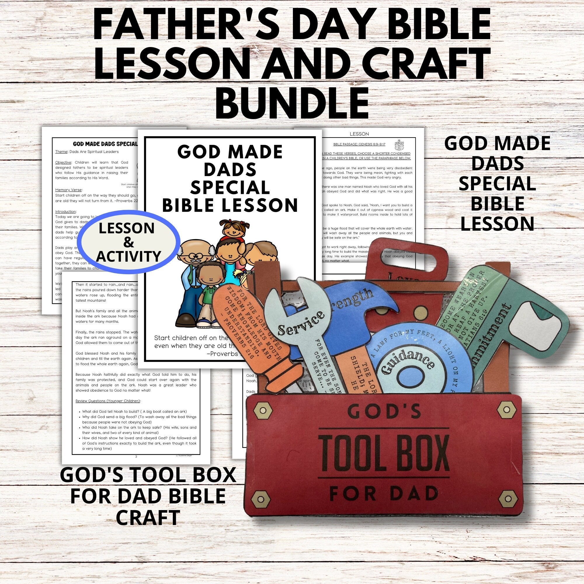Fathers Day Bible Lesson and Craft Bundle, Sunday School Bible ...