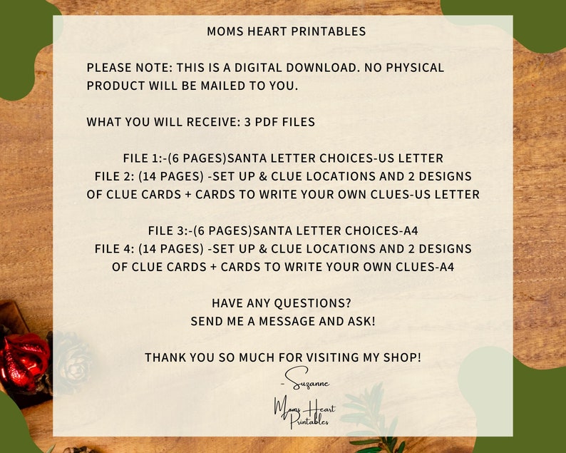 Santa Letter Indoor Christmas Scavenger Hunt for Kids, Printable ...