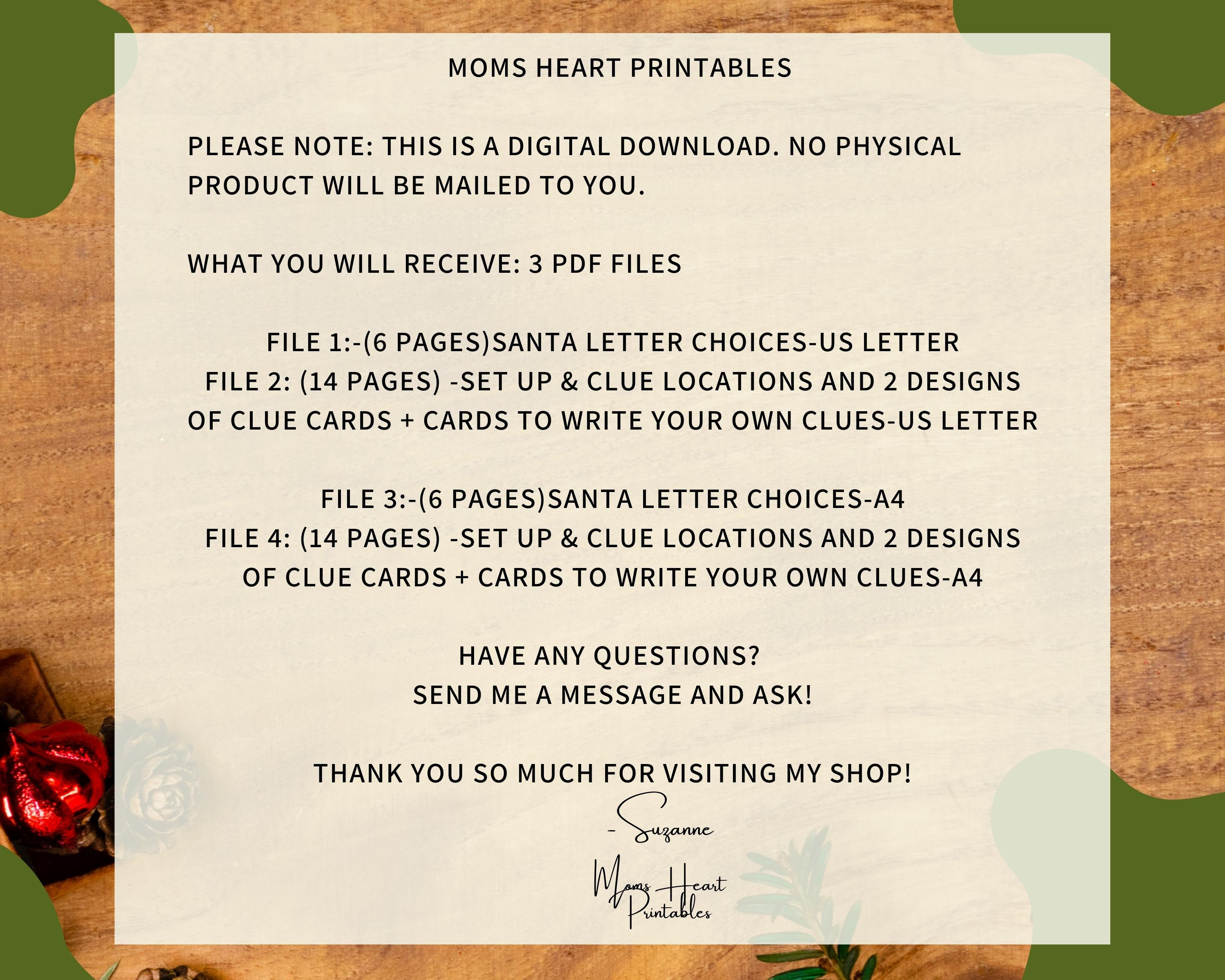 Santa Letter Indoor Christmas Scavenger Hunt for Kids, Printable ...