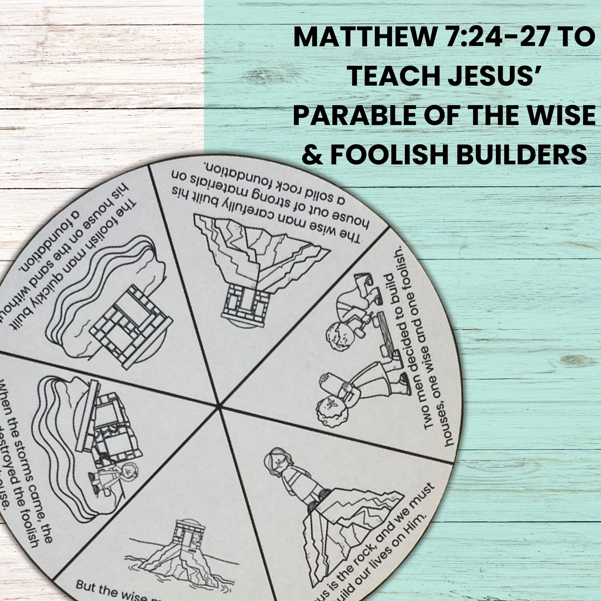 Parable of the Wise and Foolish Builders Sunday School Bible Wheel ...