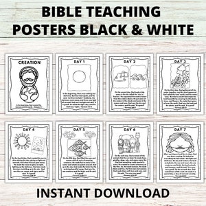 Days of Creation Sunday School Bible Teaching Posters, Printable Kids ...