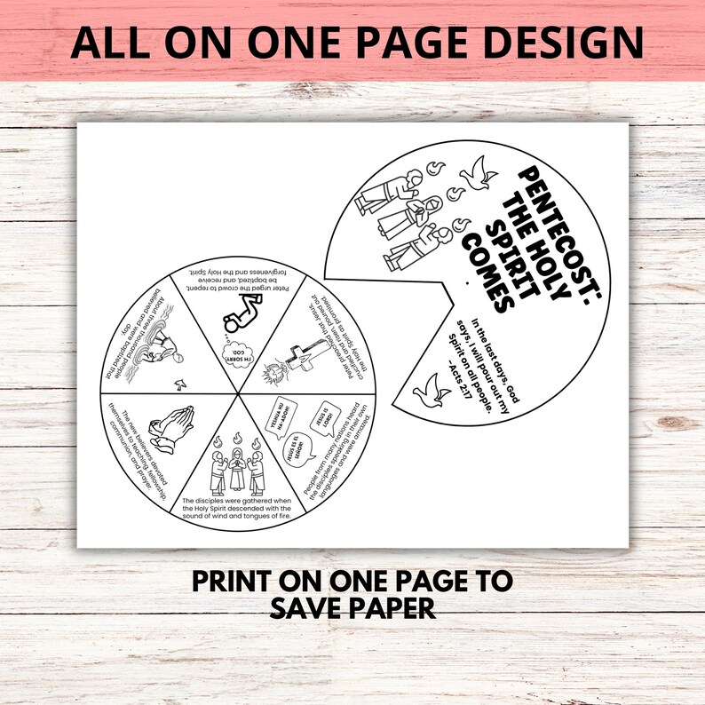 Pentecost Holy Spirit Comes Bible Wheel Craft Sunday School Lesson for ...