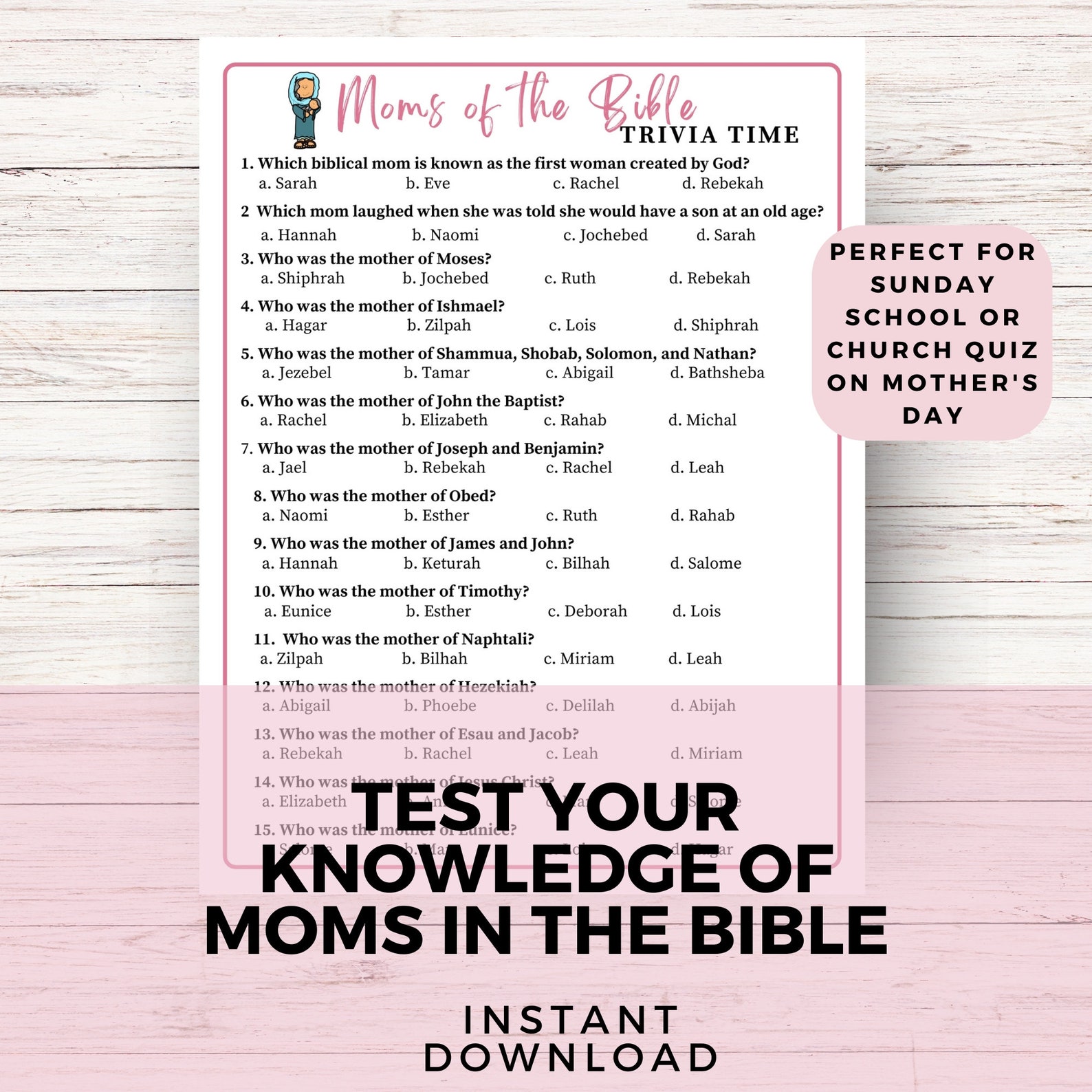 Mothers Day Mothers of the Bible Trivia for Church and Bible Study ...