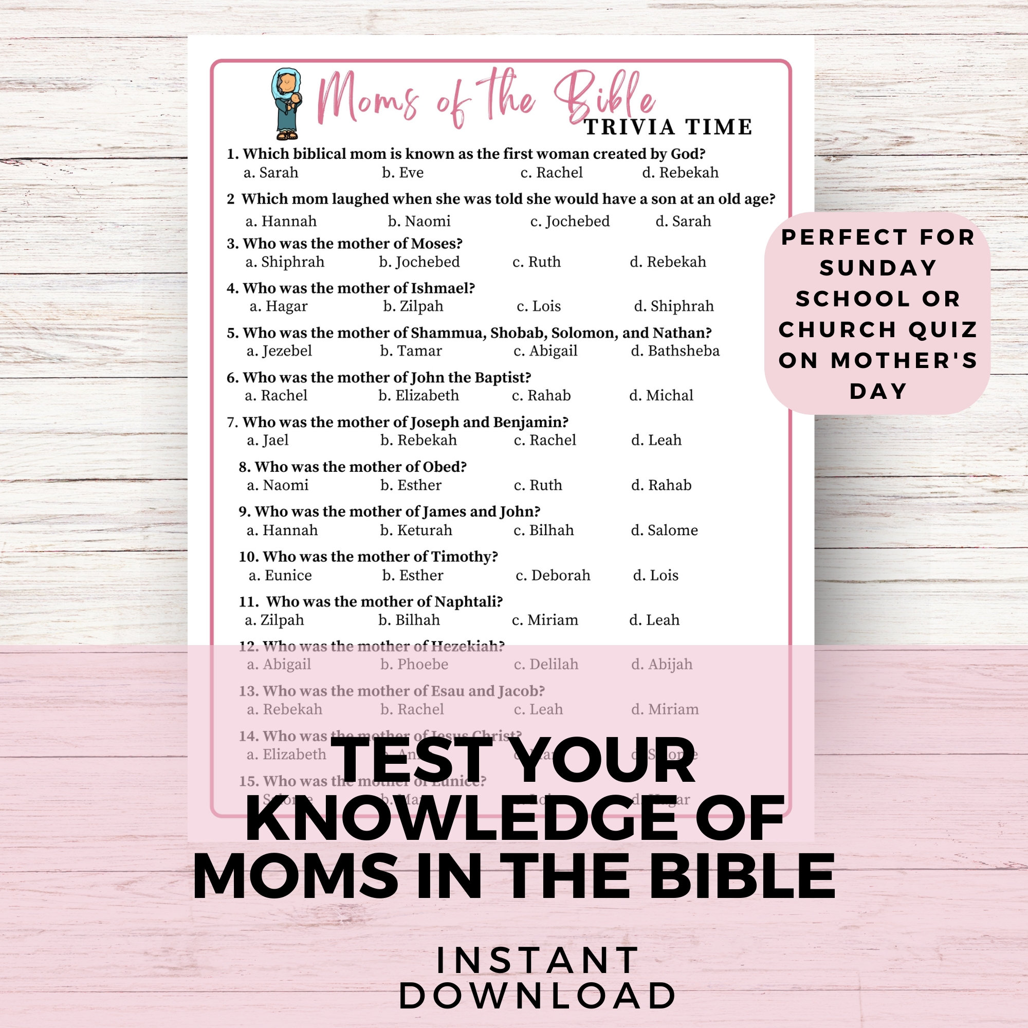 Mothers Day Mothers of the Bible Trivia for Church and Bible Study ...