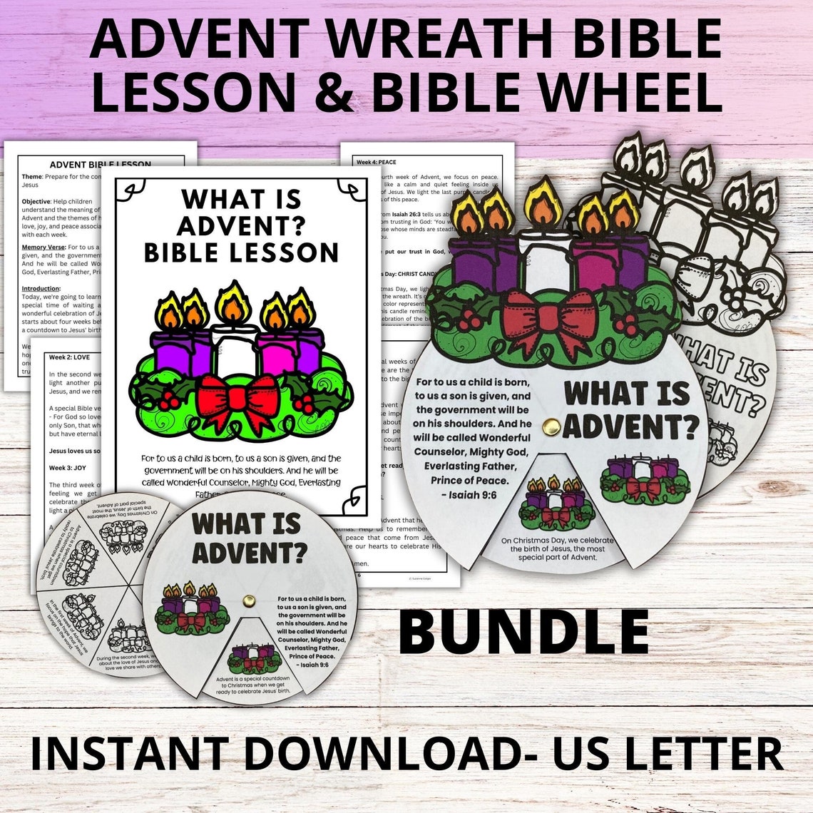 Advent Wreath Bible Lesson and Advent Coloring Bible Wheel Christmas ...