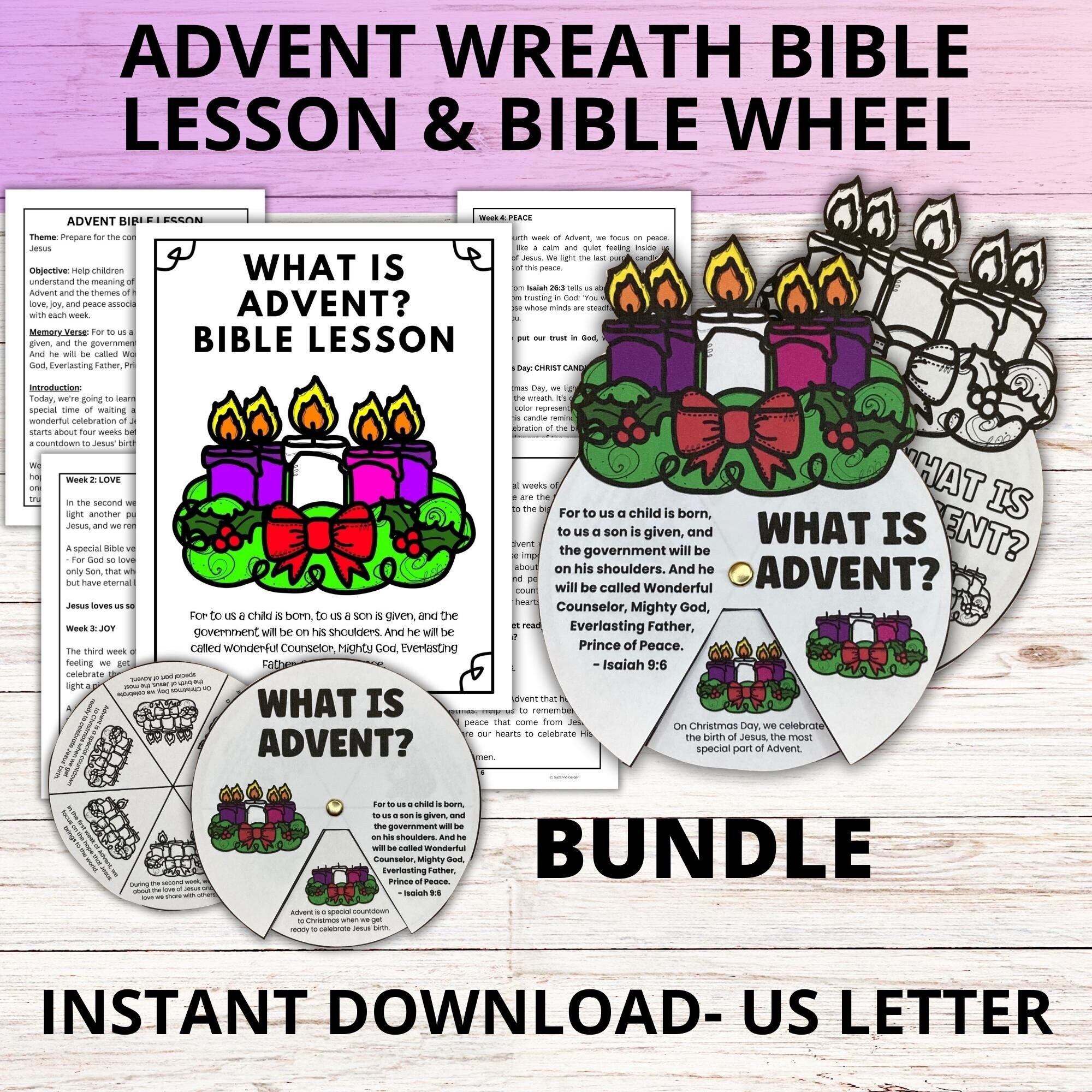 Advent Wreath Bible Lesson and Advent Coloring Bible Wheel Christmas ...