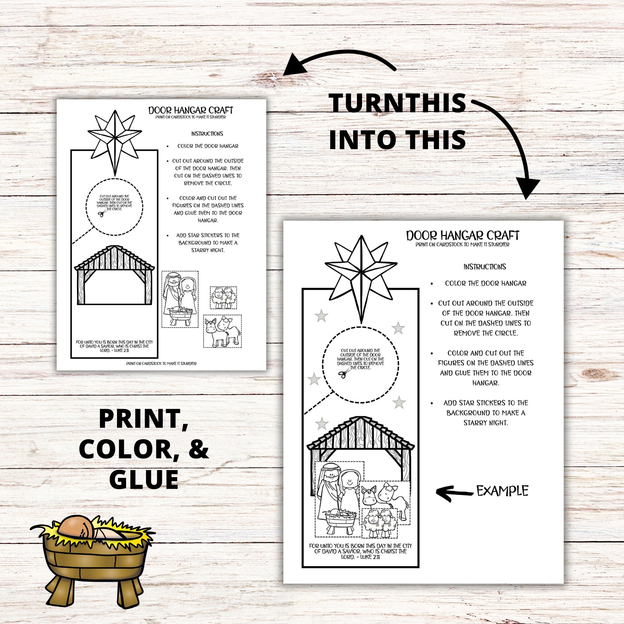 Nativity Story Christmas Bible Craft, Kids Sunday School Craft for ...