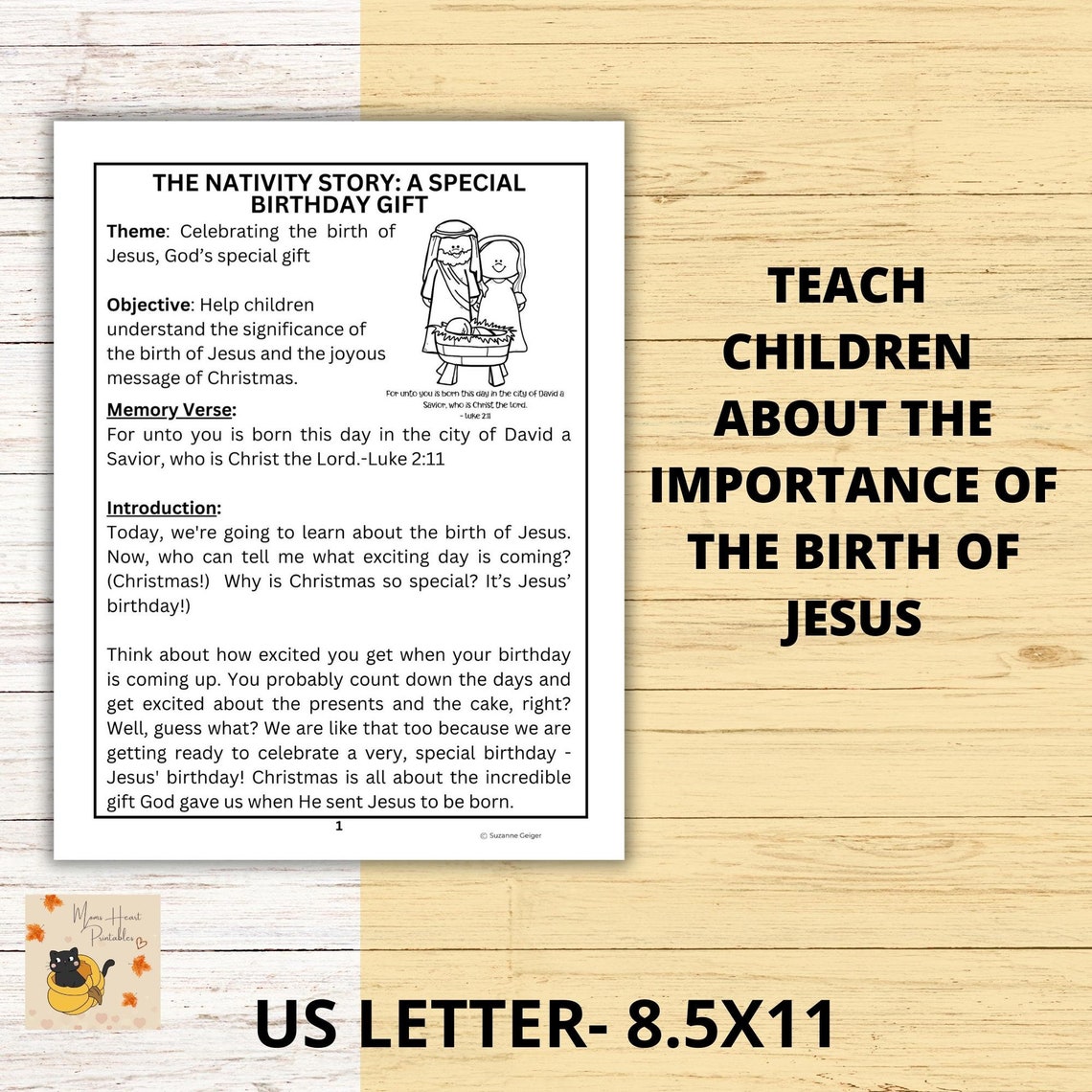 Nativity Story Bible Lesson and Coloring Christmas Craft Activity ...