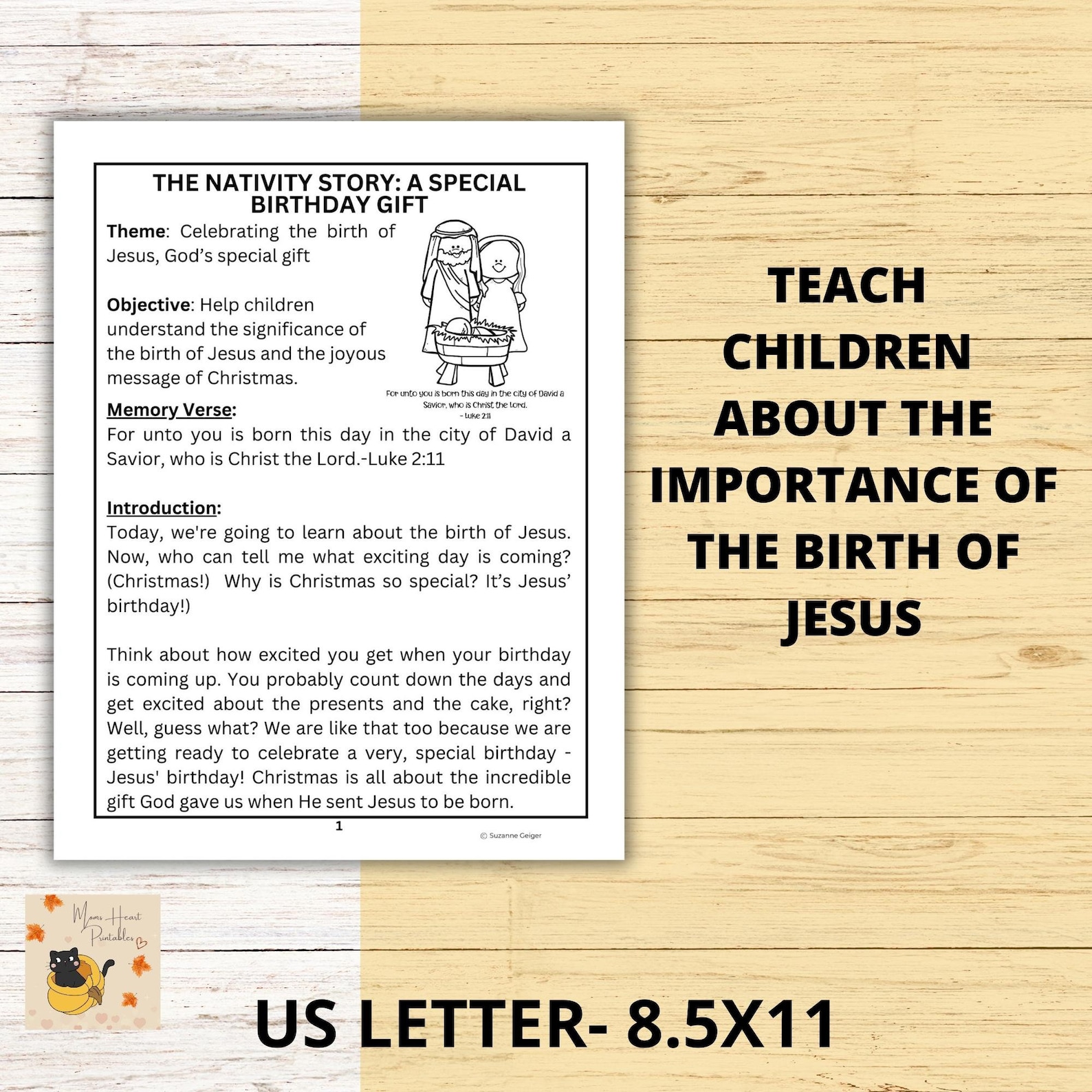 Nativity Story Bible Lesson and Coloring Christmas Craft Activity ...