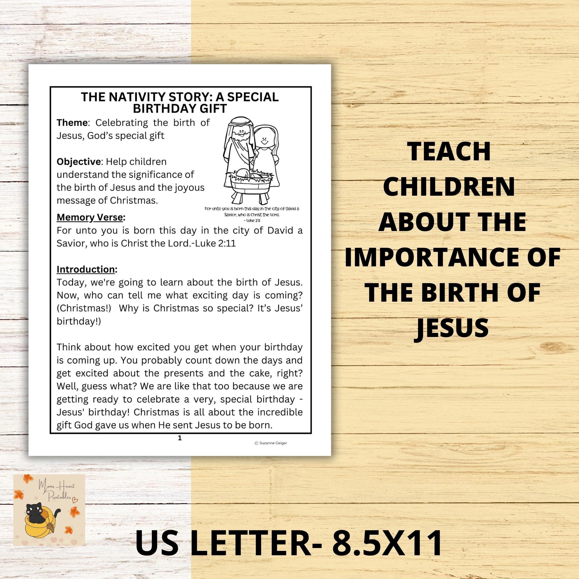 Nativity Story Bible Lesson and Coloring Christmas Craft Activity ...