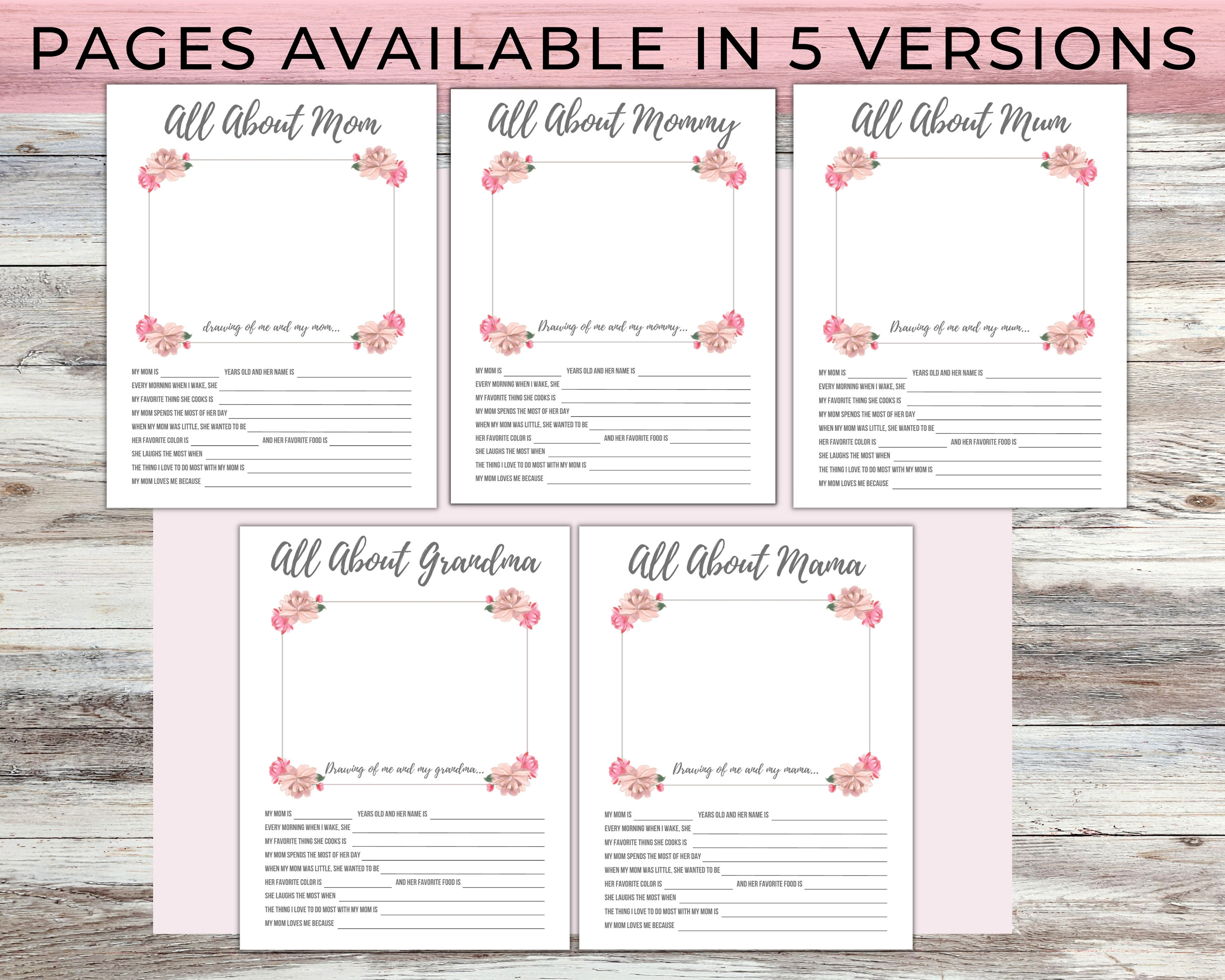 All About Mom Printable Gift for Mother's Day Mother's Day ...