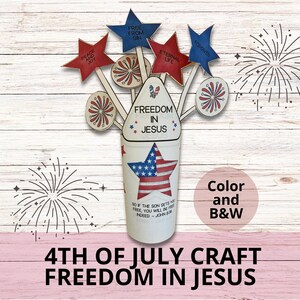 July 4th Sunday School Bible Craft Printable, Independence Day DIY ...