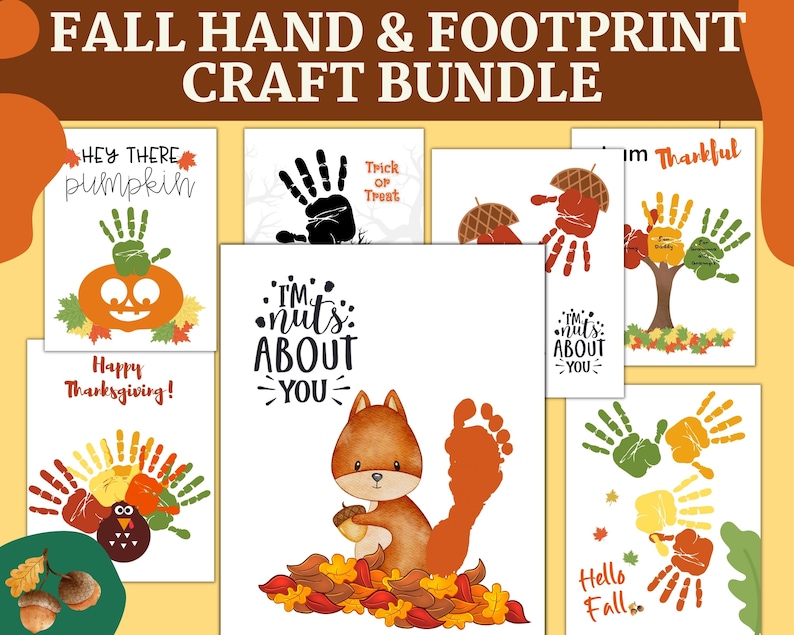 Fall Handprint Craft Bundle, Autumn Preschool Hand and Footprint ...