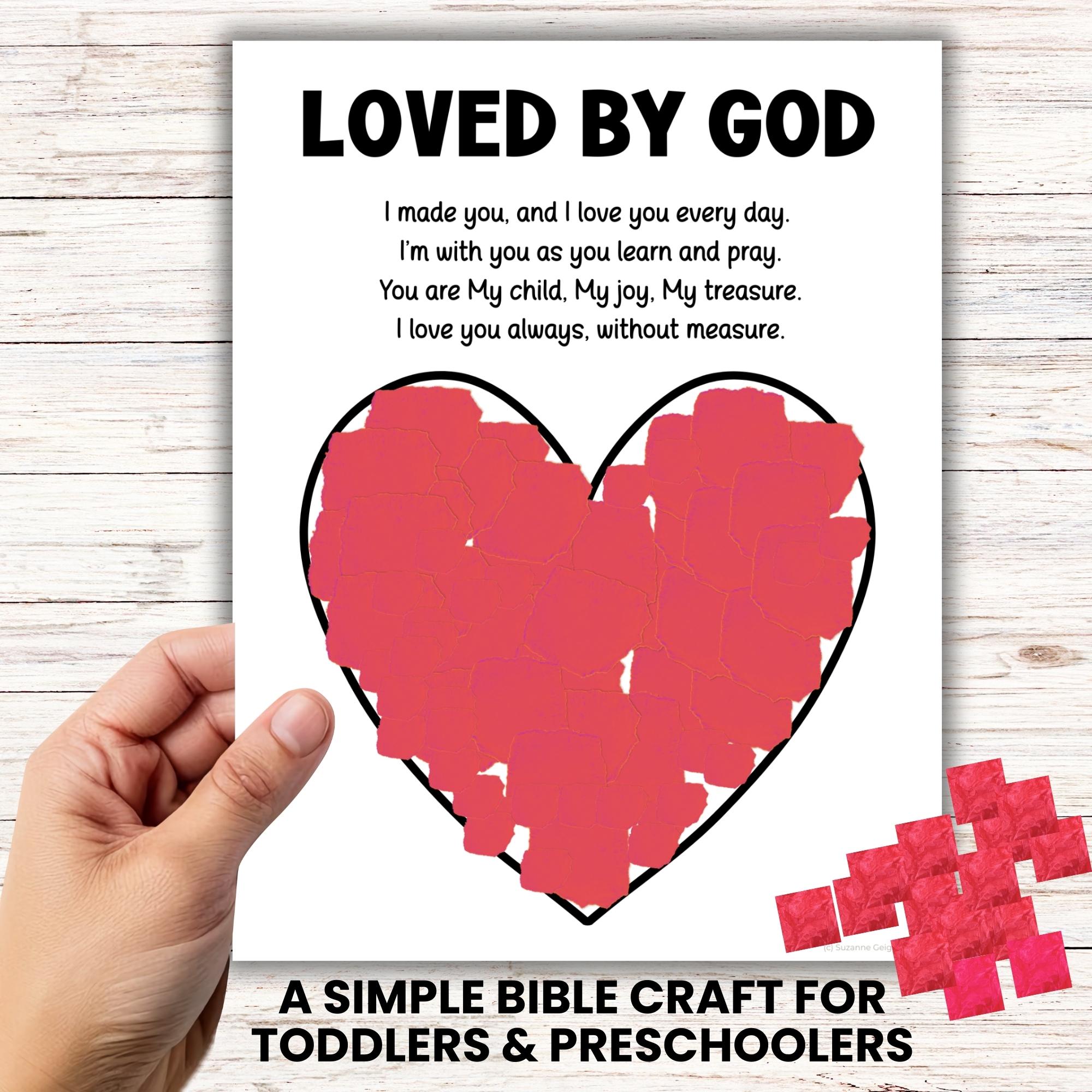 Loved by God Torn Paper Bible Craft, Valentine God Loves Me Preschool ...