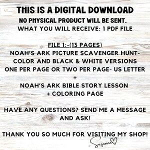 Noah's Ark Bible Lesson Scavenger Hunt Activity Prek, Sunday School ...