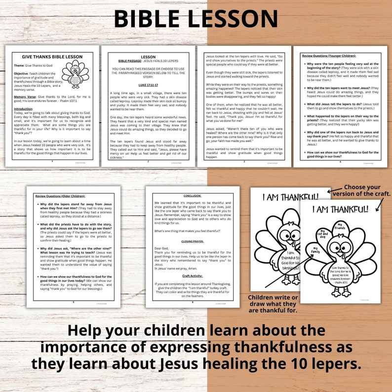 Give Thanks Thanksgiving Sunday School Lesson for Kids Bundle, Thankful ...