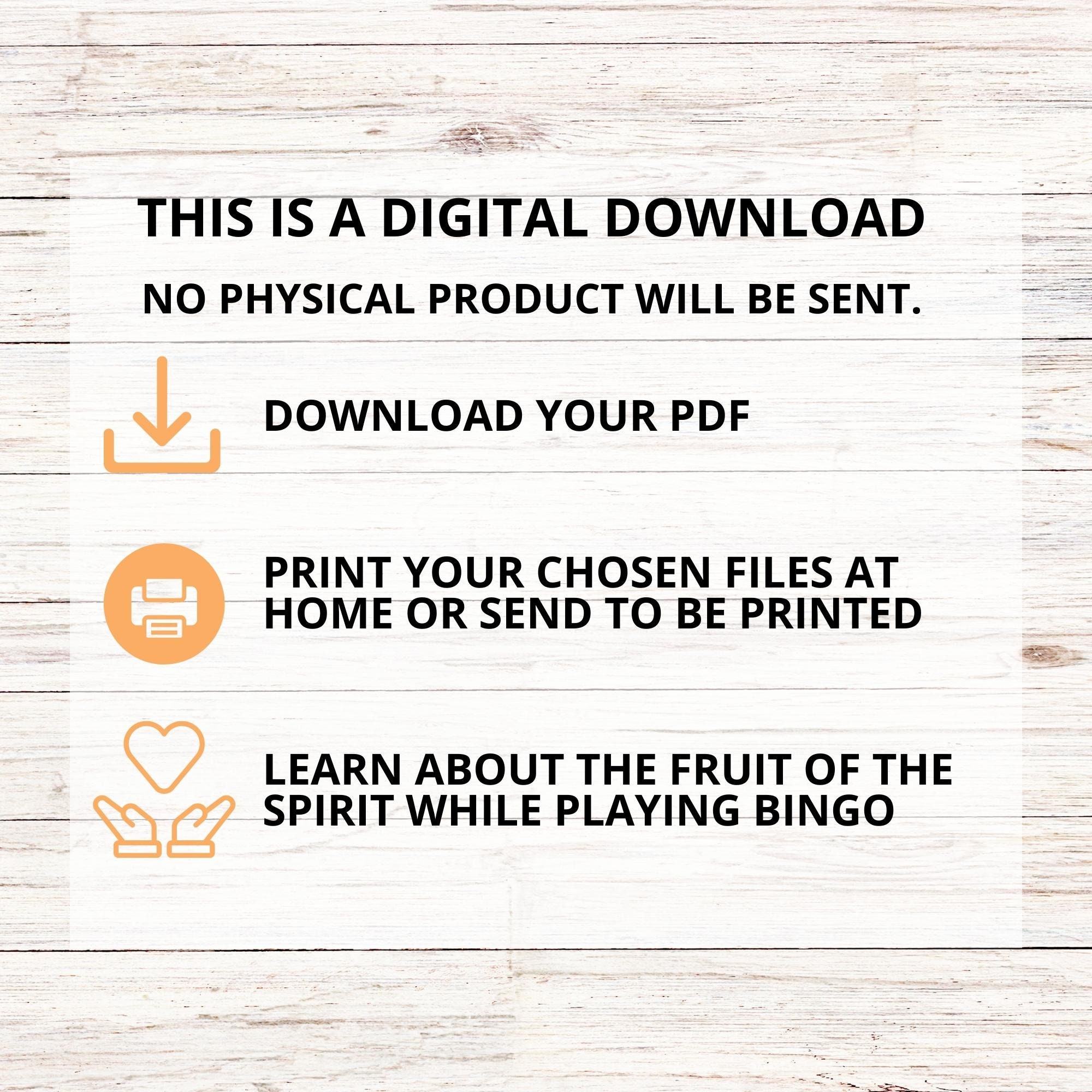 Fruit of the Spirit Bible Bingo Printable Game for Preschool Sunday ...