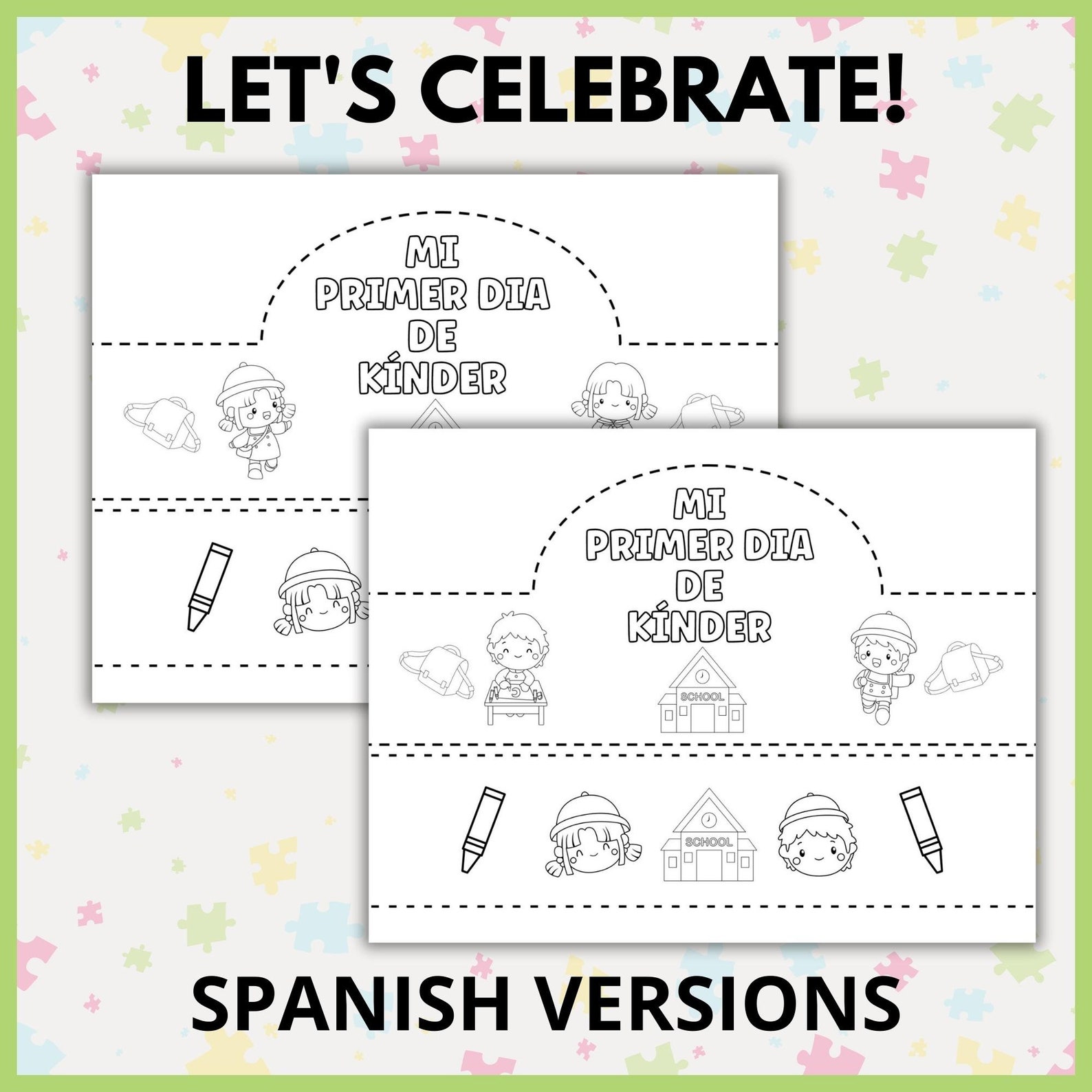 First Day of Kindergarten Crown Craft Activity Printable, English ...