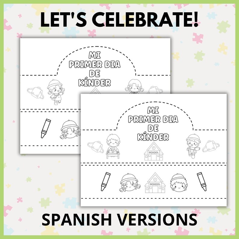 First Day of Kindergarten Crown Craft Activity Printable, English ...