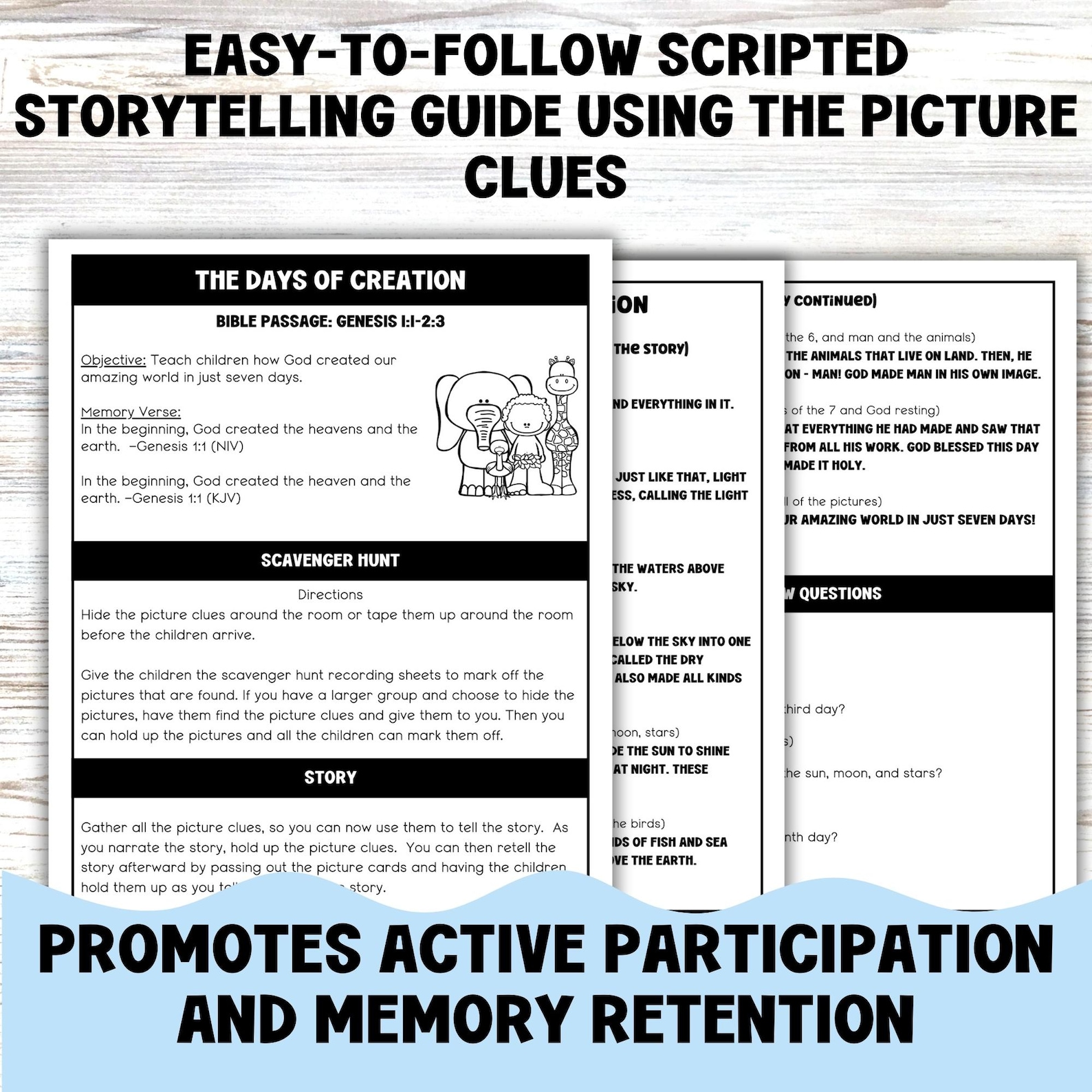 Days of Creation Bible Story Lesson Scavenger Hunt Activity Prek ...