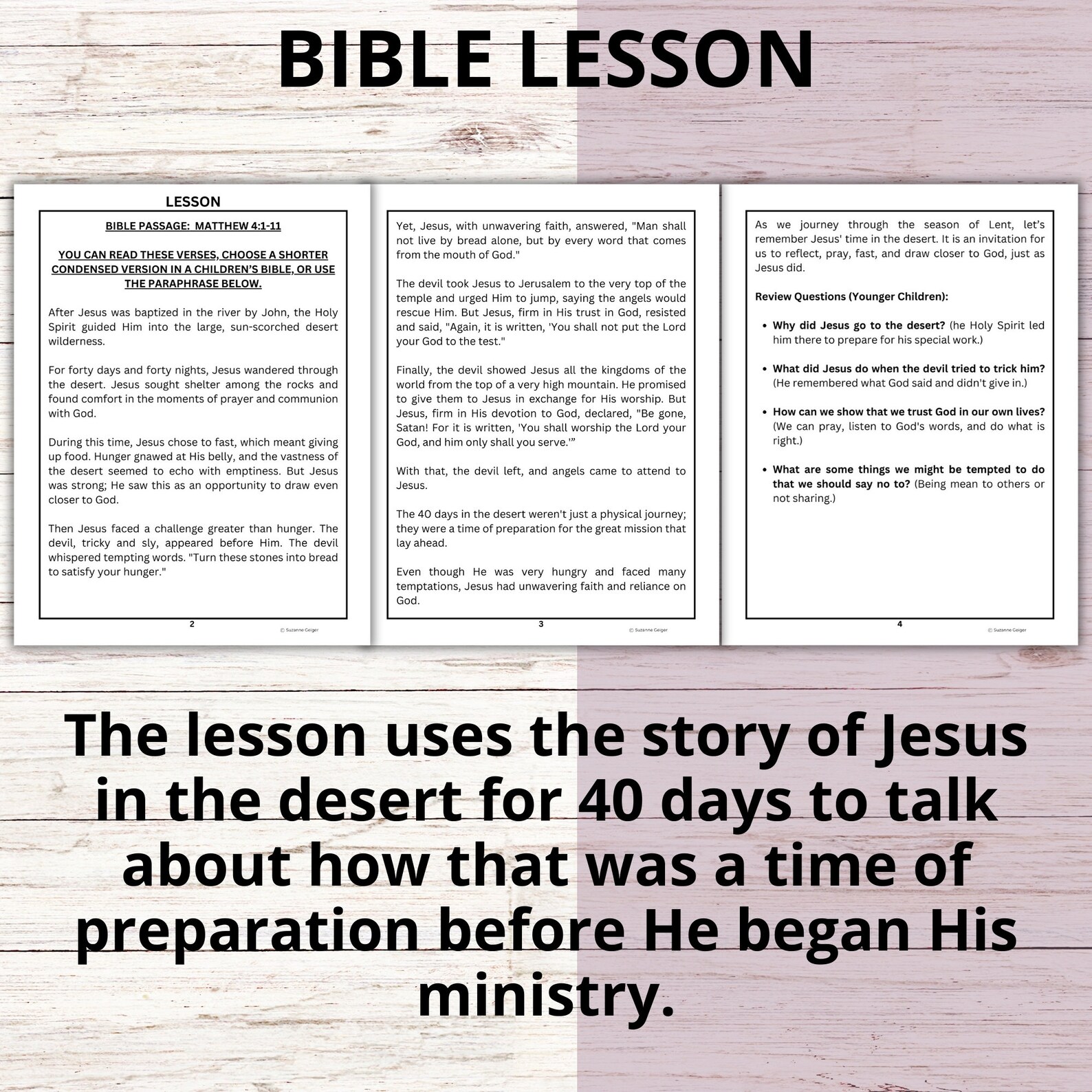 Lent Bible Lesson, Lent Preparation Lesson for Kids, Jesus 40 Days in ...