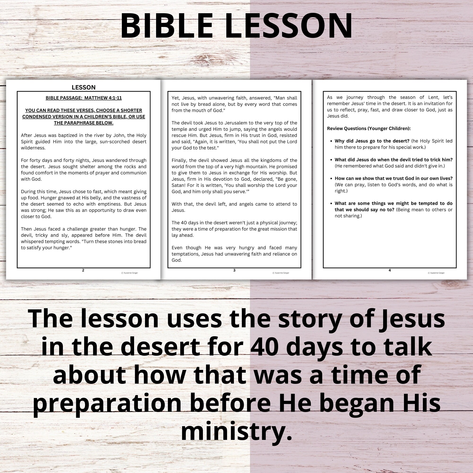 Lent Bible Lesson, Lent Preparation Lesson for Kids, Jesus 40 Days in ...
