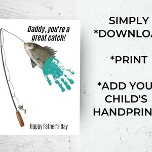 Fathers Day Printable Handprint Art Craft Gift for Dad, DIY Keepsake ...