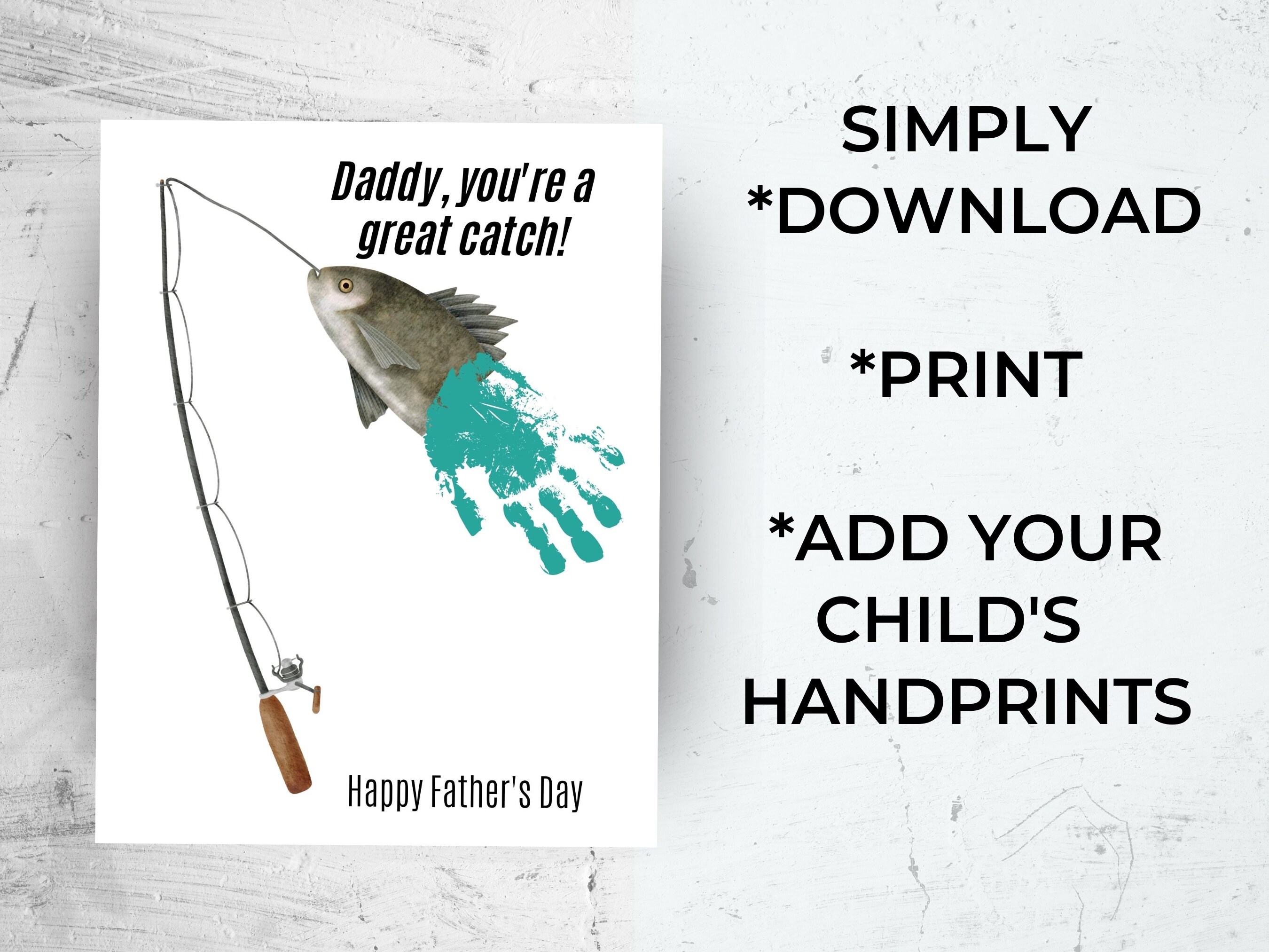 Fathers Day Printable Handprint Art Craft Gift for Dad, DIY Keepsake ...