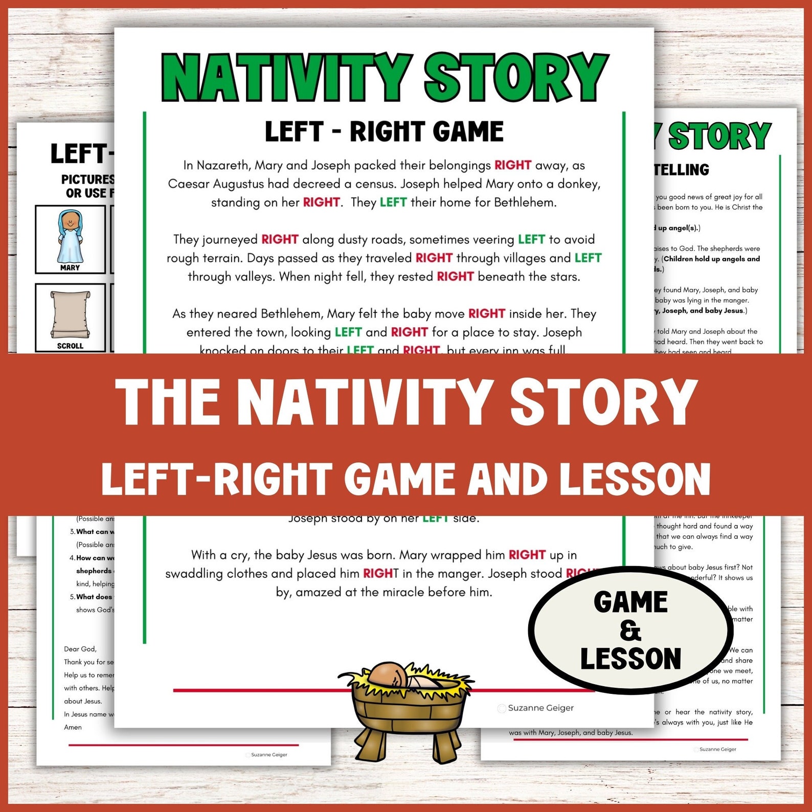 Nativity Story Left Right Game Bible Activity, Christmas Sunday School ...
