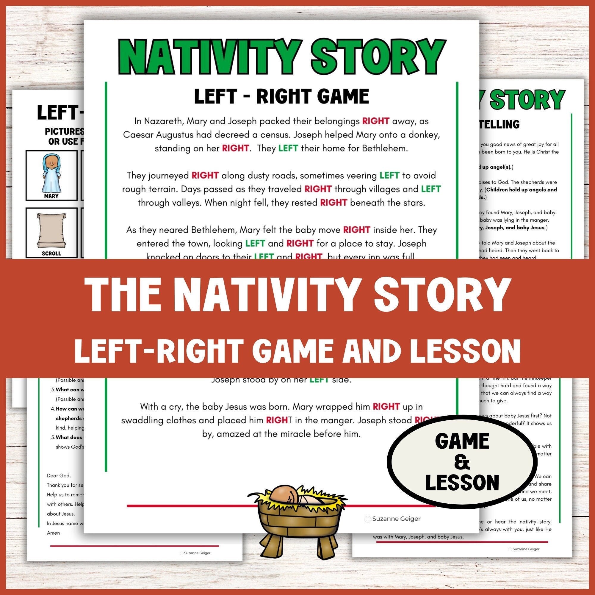 Nativity Story Left Right Game Bible Activity, Christmas Sunday School ...