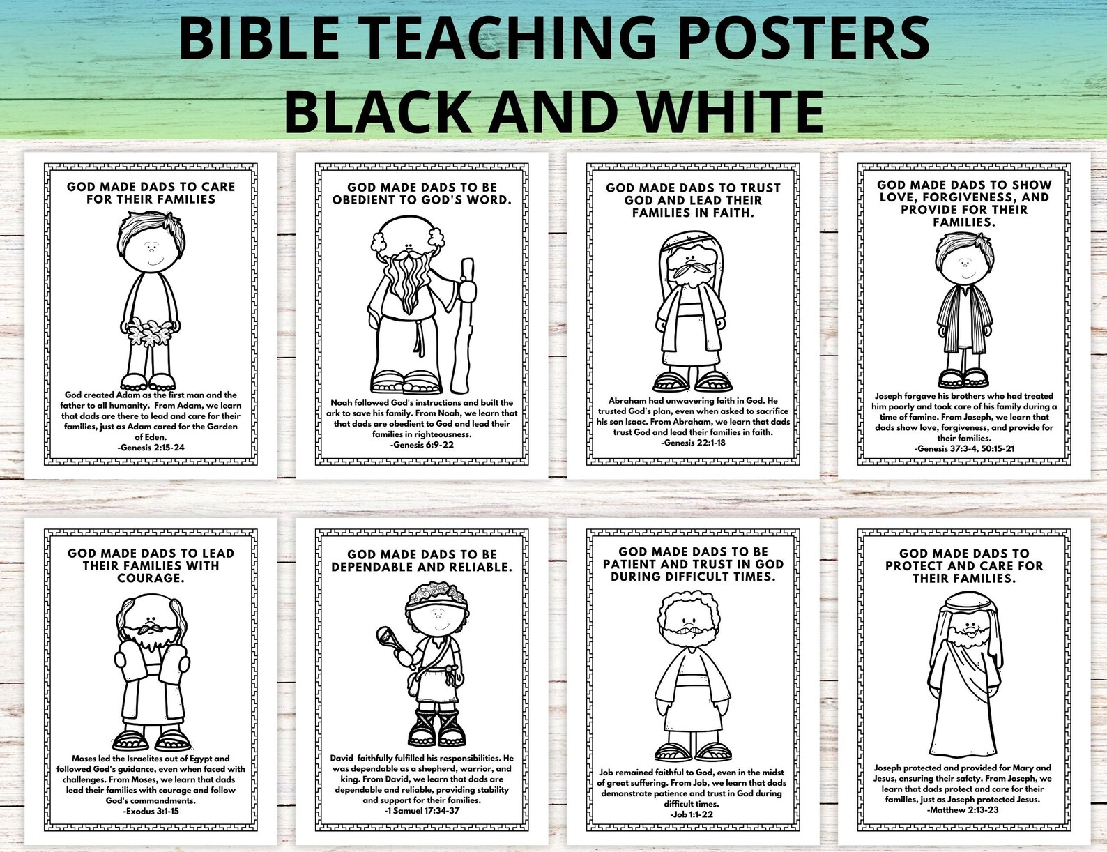 Fathers Day Bible Lesson Teaching Posters and Craft, Dads of the Bible ...