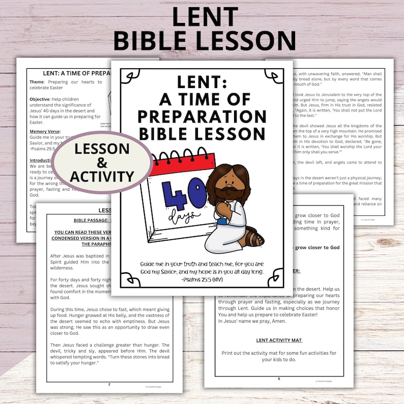 Lent Bible Lesson, Lent Preparation Lesson for Kids, Jesus 40 Days in ...