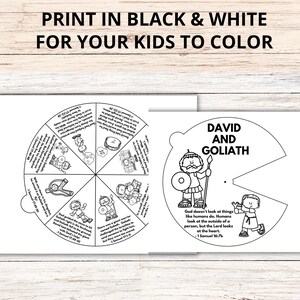 David and Goliath Bible Spinner Wheel Sunday School Craft Printable ...