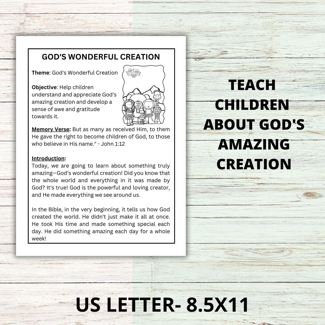 Days of Creation Sunday School Lesson and Craft for Kids, Printable ...