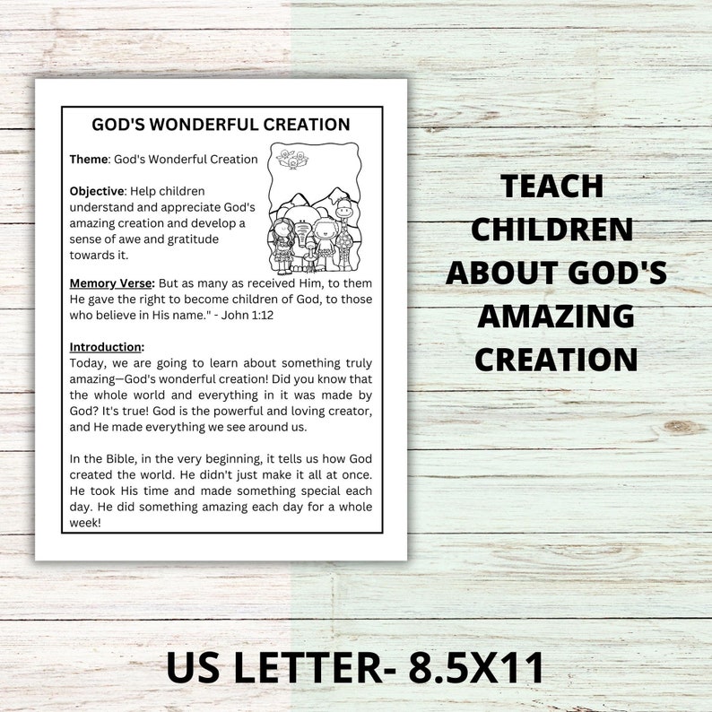 Days of Creation Sunday School Lesson and Craft for Kids, Printable ...