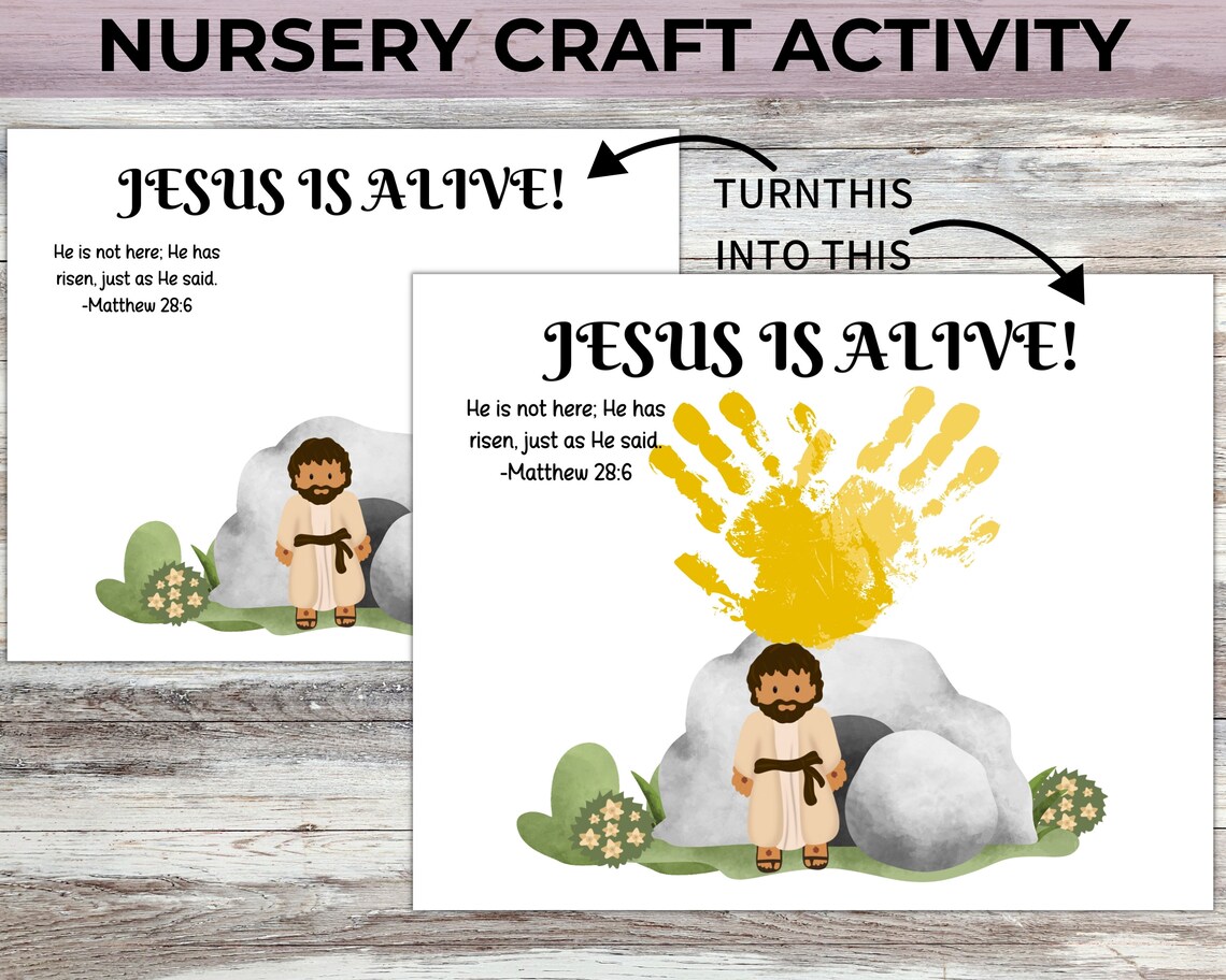 He is Risen Sunday Handprint Craft, Jesus is Alive Easter Sunday School ...