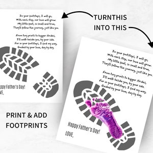 Fathers Day Footprint Craft Gift for Dad, DIY Printable Dad Keepsake ...