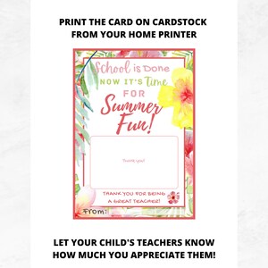 End of the Year Teacher Gift Card Holder: School's Done, Now It's Time ...