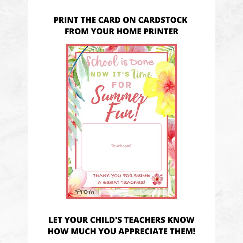 End of the Year Teacher Gift Card Holder: School's Done, Now It's Time ...